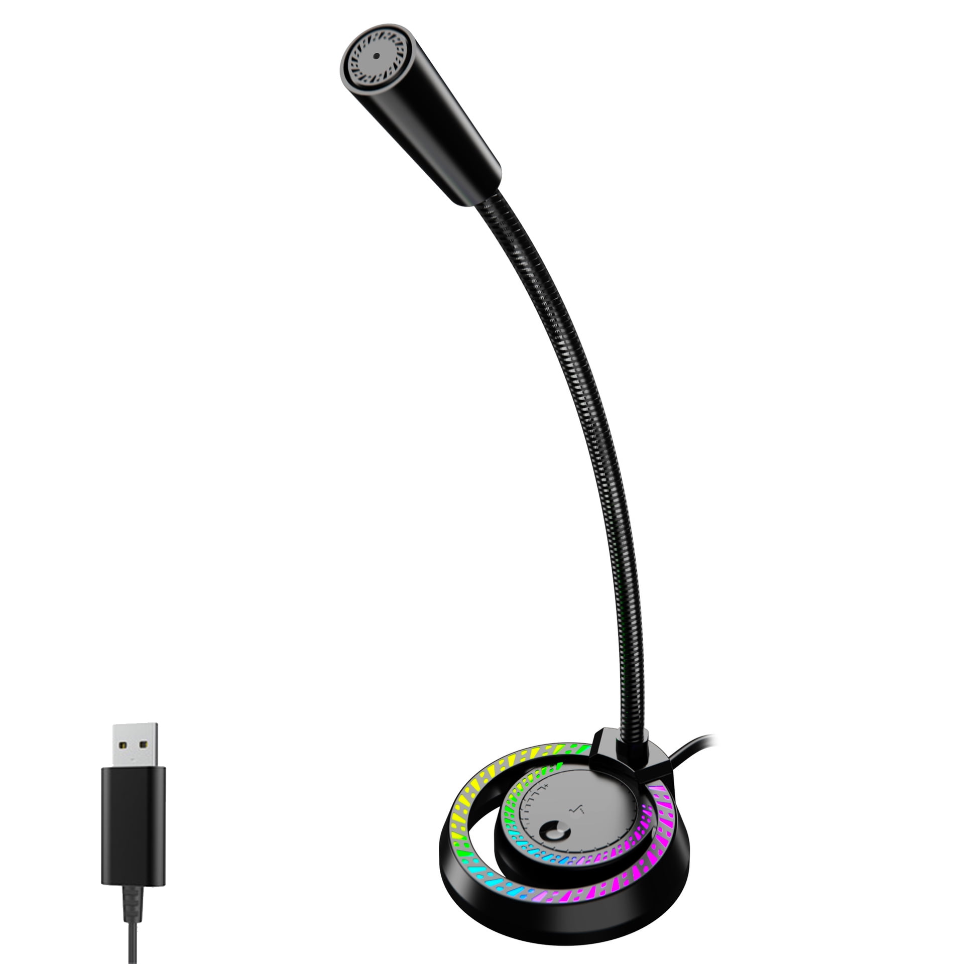 USB Recording Microphone WIth RGB LED Light Stand For Laptop YouTube ...