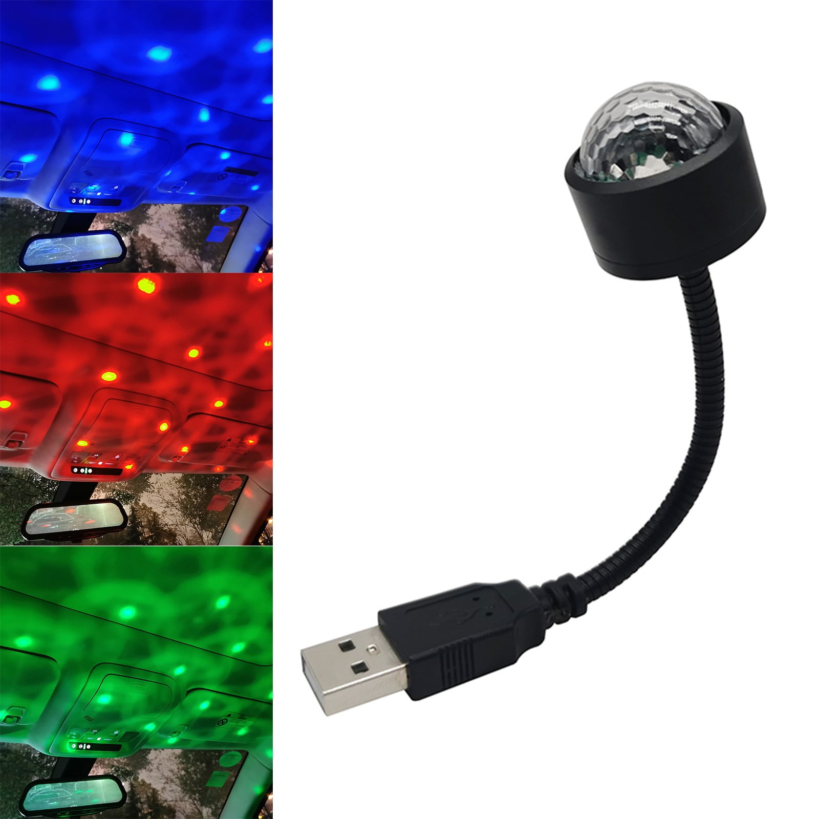 USB Roof Night Projector, Car Light, Voice Activated LED Light, 3 ...