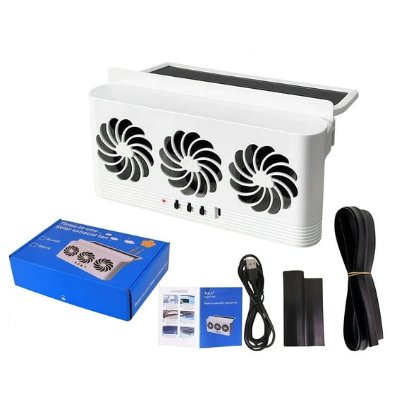 USB/Solar Car Cooling Fan Triple Ventilation Technology 180° Wide ...
