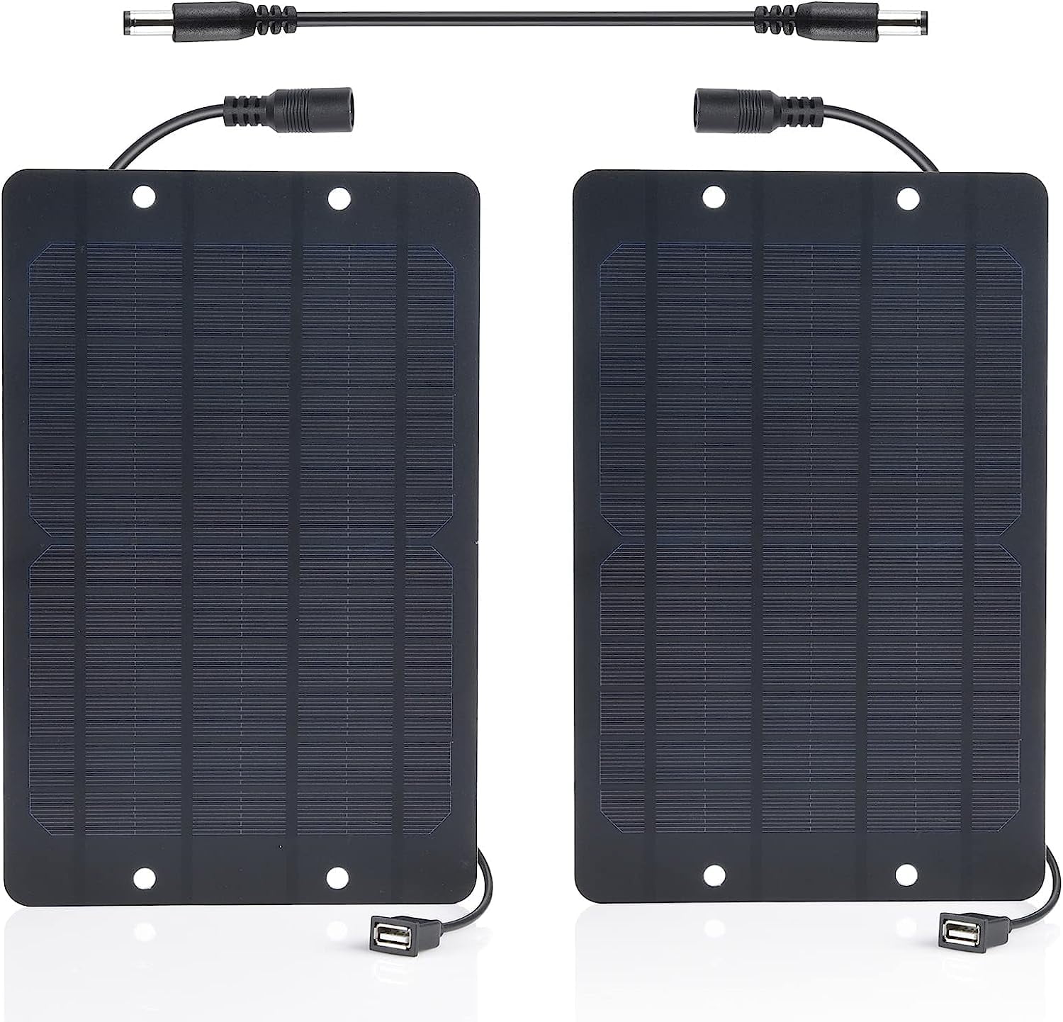 USB Solar Panel 2Pack with DC Male to Male Cable- Solar USB Charger 5v ...