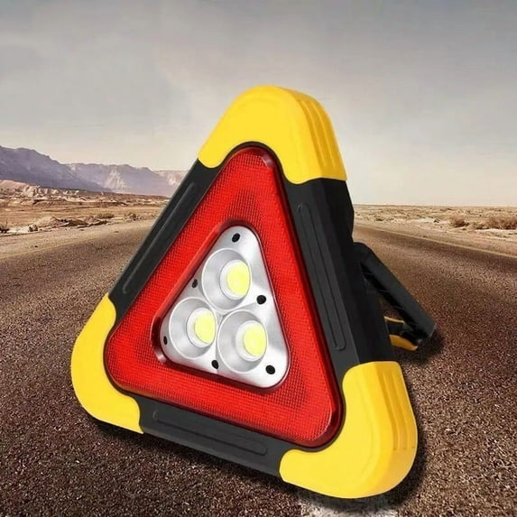USB & Solar Powered Triangular Warning Sign, Reflective Emergency Car ...
