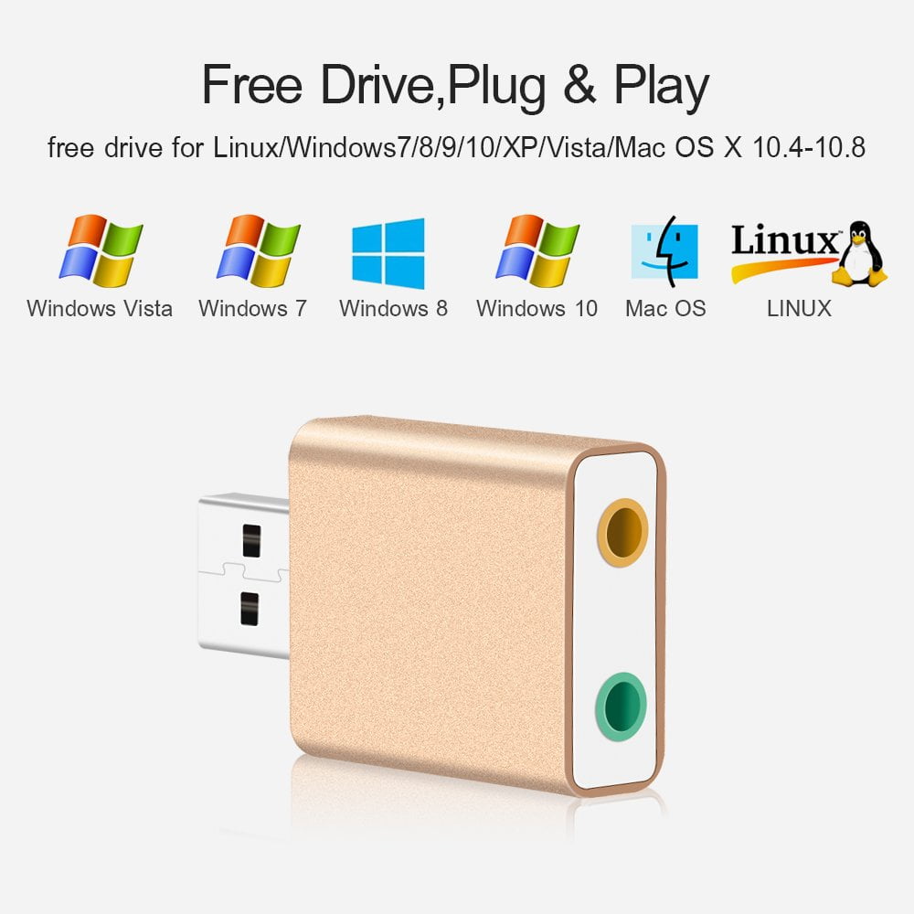 USB Sound Card Audio Adapter USB External Stereo Sound Adapter ...