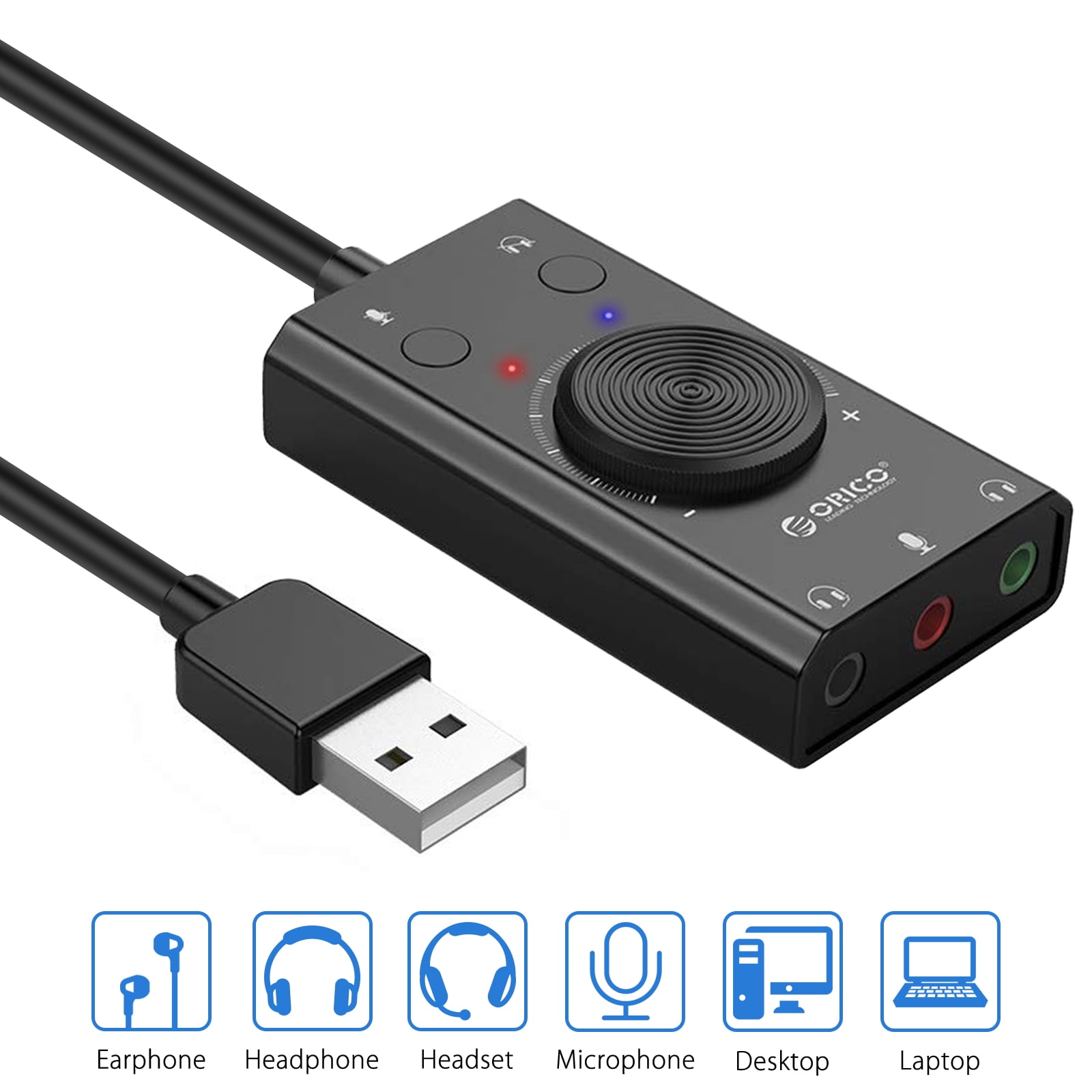 USB Sound Card, EEEkit USB External Stereo Sound Adapter Splitter ...