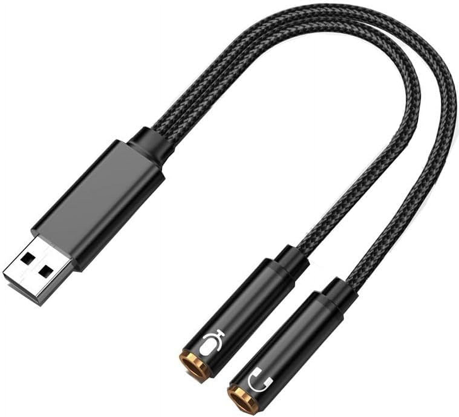 USB Sound Card to 3.5 Adapter Cable, Desktop Computer Laptop Headphone ...