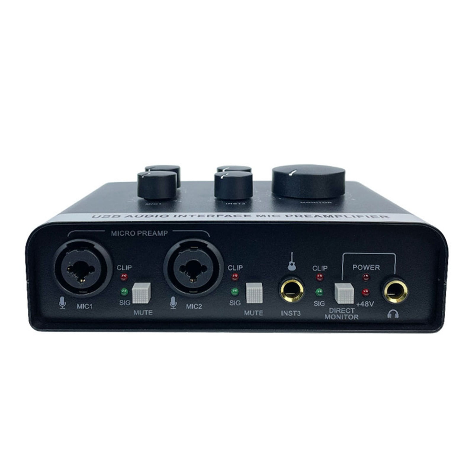 USB Sound Interface, Sound Mixer Mic Preamplifier Professional 48V Power 2 In 2 Out 24 Bit ...