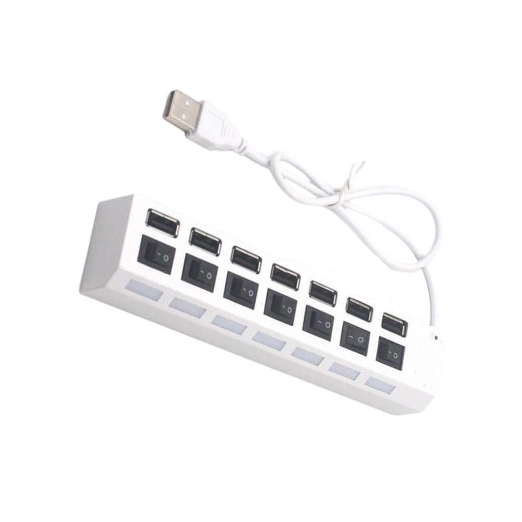 USB Splitter 7 Port Power USB Expander USB2.0 Data Adapter Individual ...