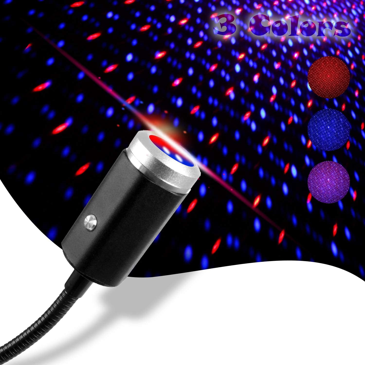 USB Star Night Light, 3 Colors 7 Lighting Modes, Car Roof Ceiling ...
