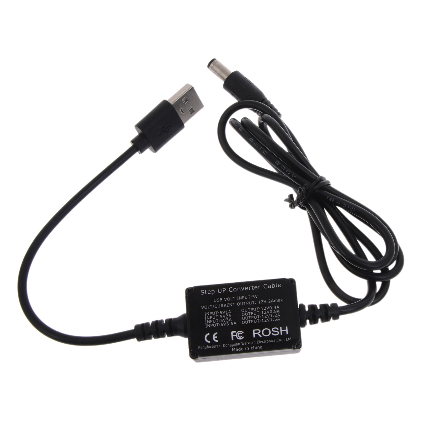 USB Step Up Converter Cable USB to DC5.5x2.1mm Power Regulator Charging ...