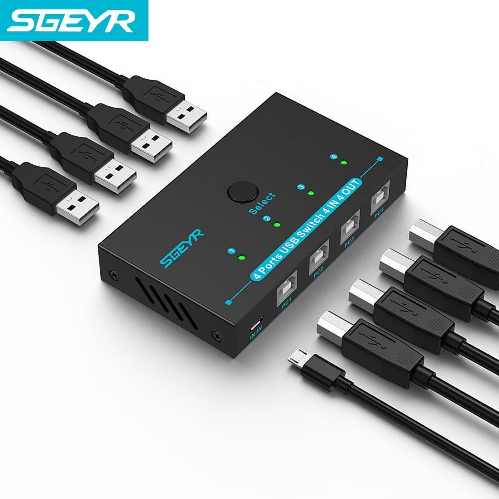 USB Switch Selector SGEYR 2 Computers Share 4 Devices 2.0 Peripheral ...
