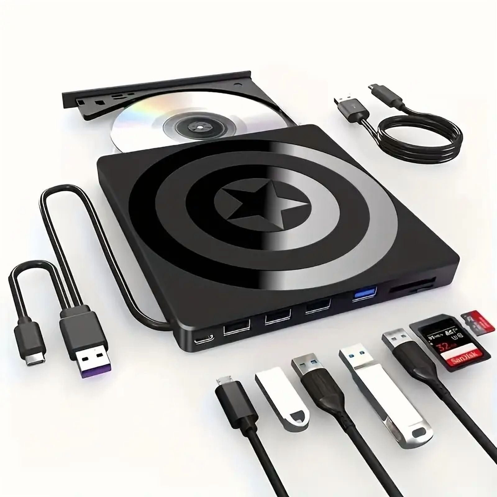 USB & TYPE-C Multi-functional External Portable DVD Burner Drive ...