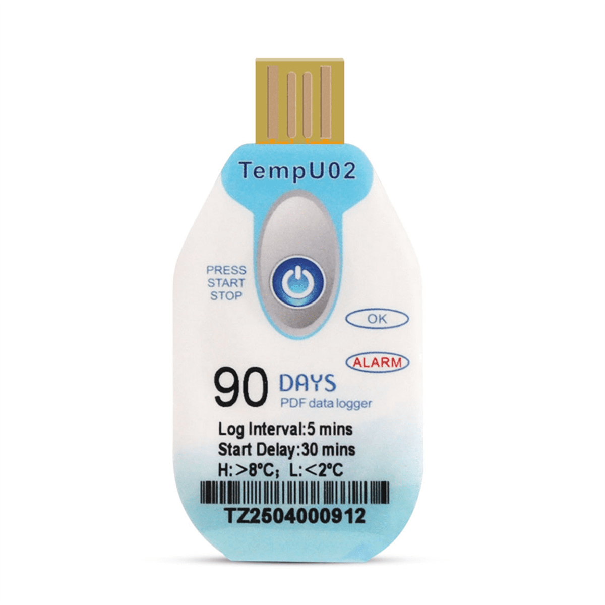 USB Temperature Data Logger Disposable 90 Days PDF Datalogger ...
