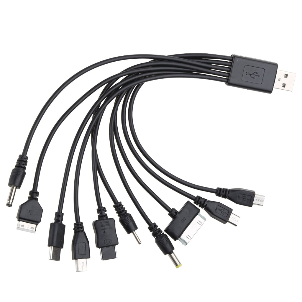 USB To Multi Plug Cell Phone Charger Cable 10 in 1 USB Cable USB Data ...