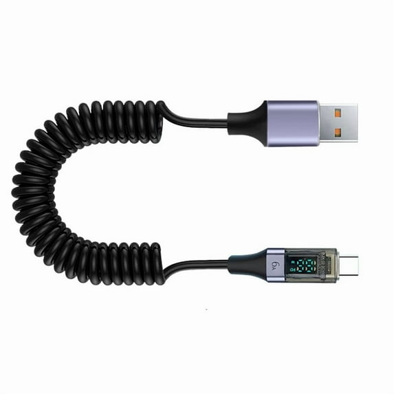 USB To Type C 6Amp 66W Fast Charging Cable With Power Monitoring Spring ...