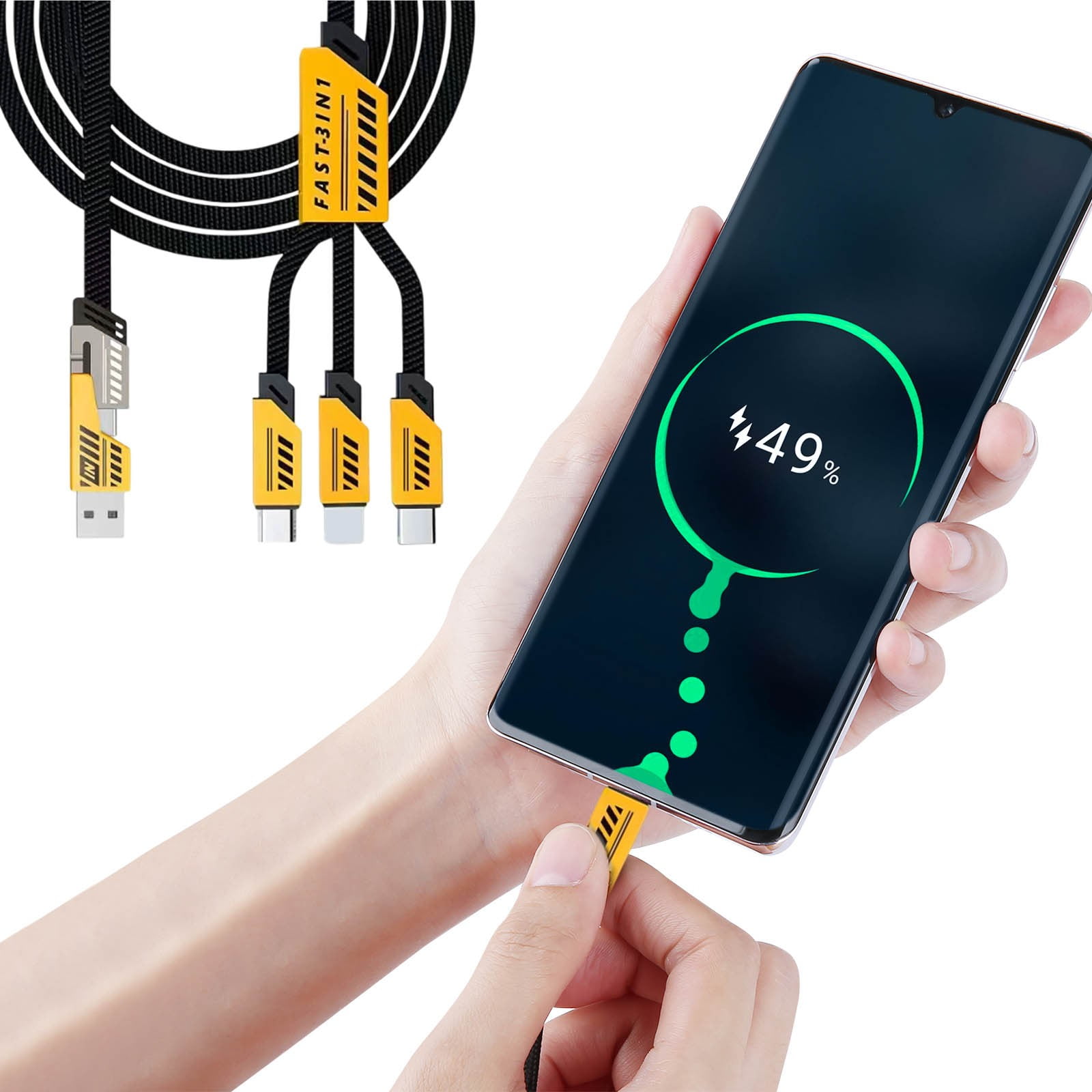 USB Triple Head Charging Cord Fast Charger Durable Device Charging Wire ...