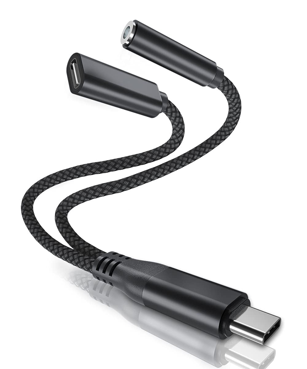 USB Type C to 3.5mm Audio Adapter and Charger,2 in 1 1/8 Inch Headphone ...