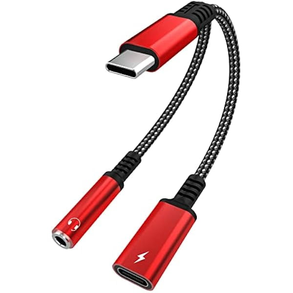 USB Type C to 3.5mm Headphone and Charger Adapter, 2 in 1 Type C to Aux ...