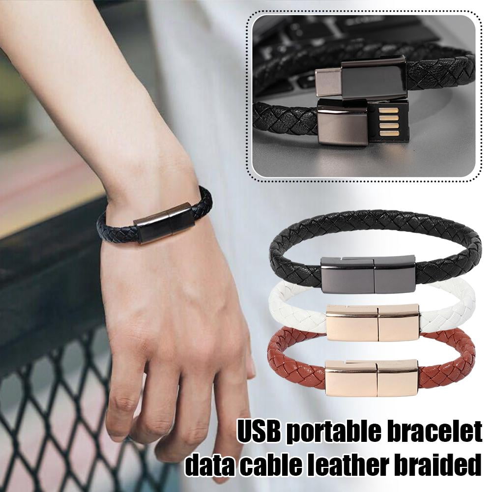 USB Type C 8pin Portable Bracelet Data Cable Leather Braided - Walmart.com
