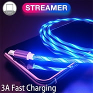 3 in 1 LED Flowing Light up Charger Charging Cable USB Cord for Android ...