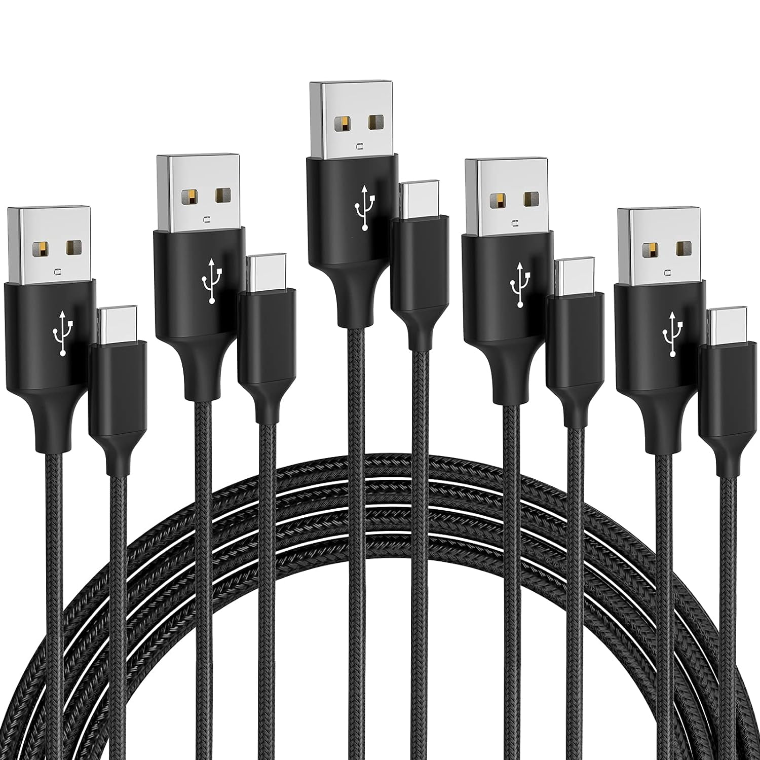 USB Type C Cable 5Pack (3/3/6/6/6FT) Nylon Braided USB C Cable Fast ...