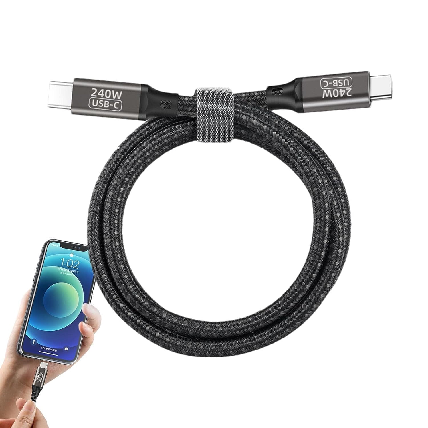 USB Type C Cable - USB C Cable 5A Fast Charge,Type C To C Cable Braided ...
