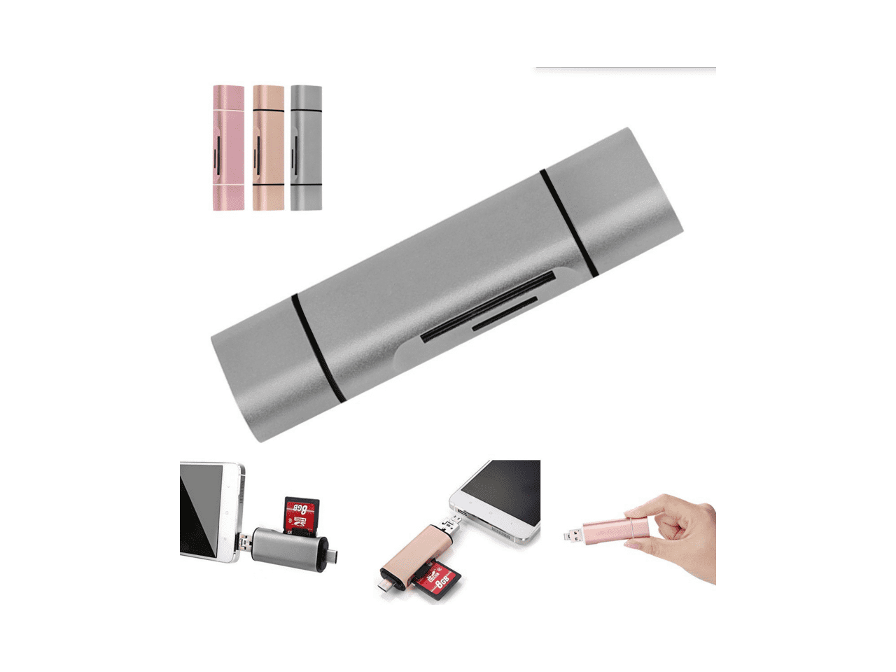 USB Type C Card Reader,Oenbopo 3-in-1 USB-A / Micro USB / Type-c Port ...