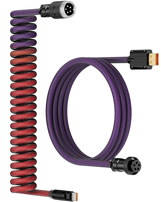 USB Type C Coiled Keyboard Cable，5ft Coil Mechanical Gaming Keyboard ...