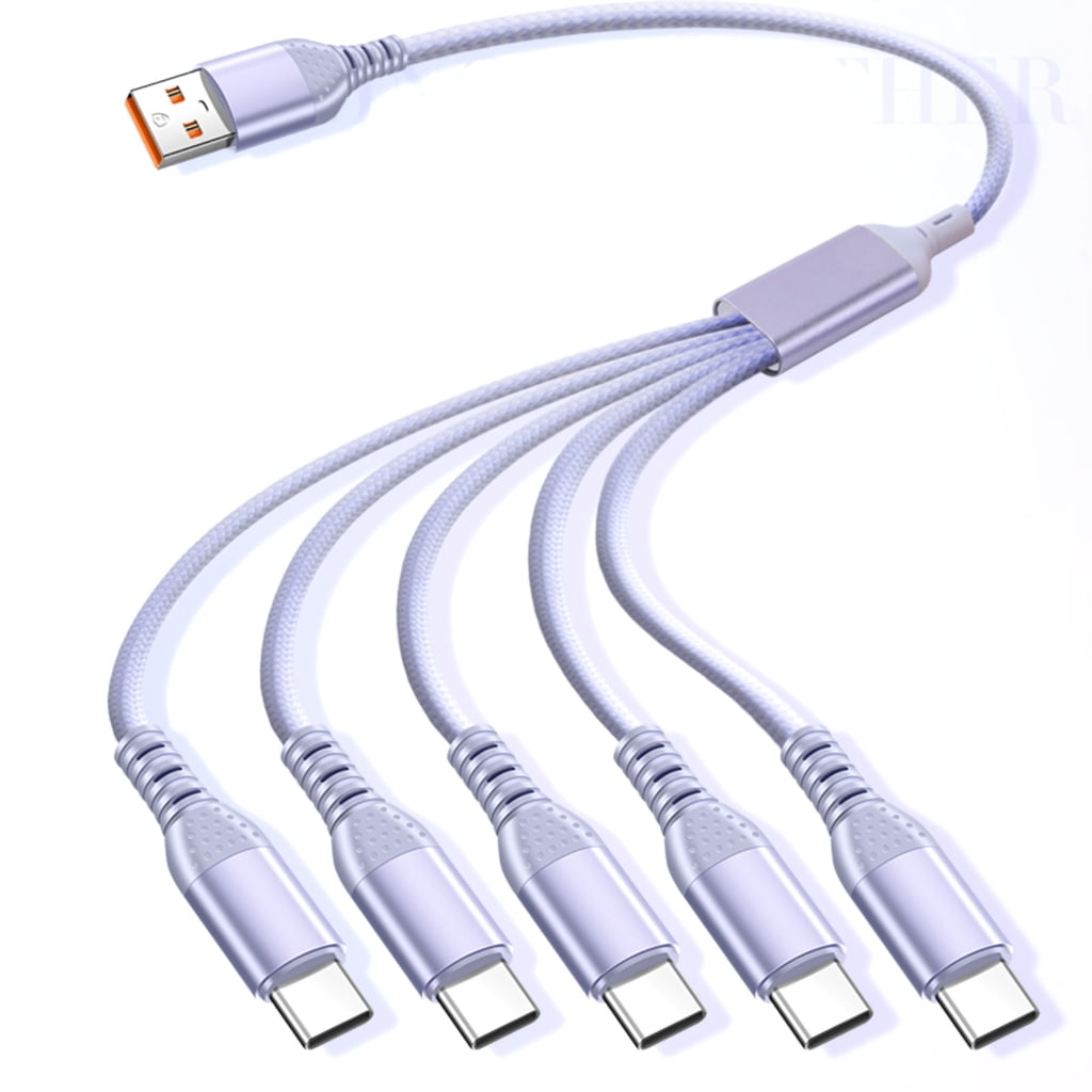 USB Type C Fast Charging 5 in 1 Multi USB C Splitter Cable NylonBraided ...