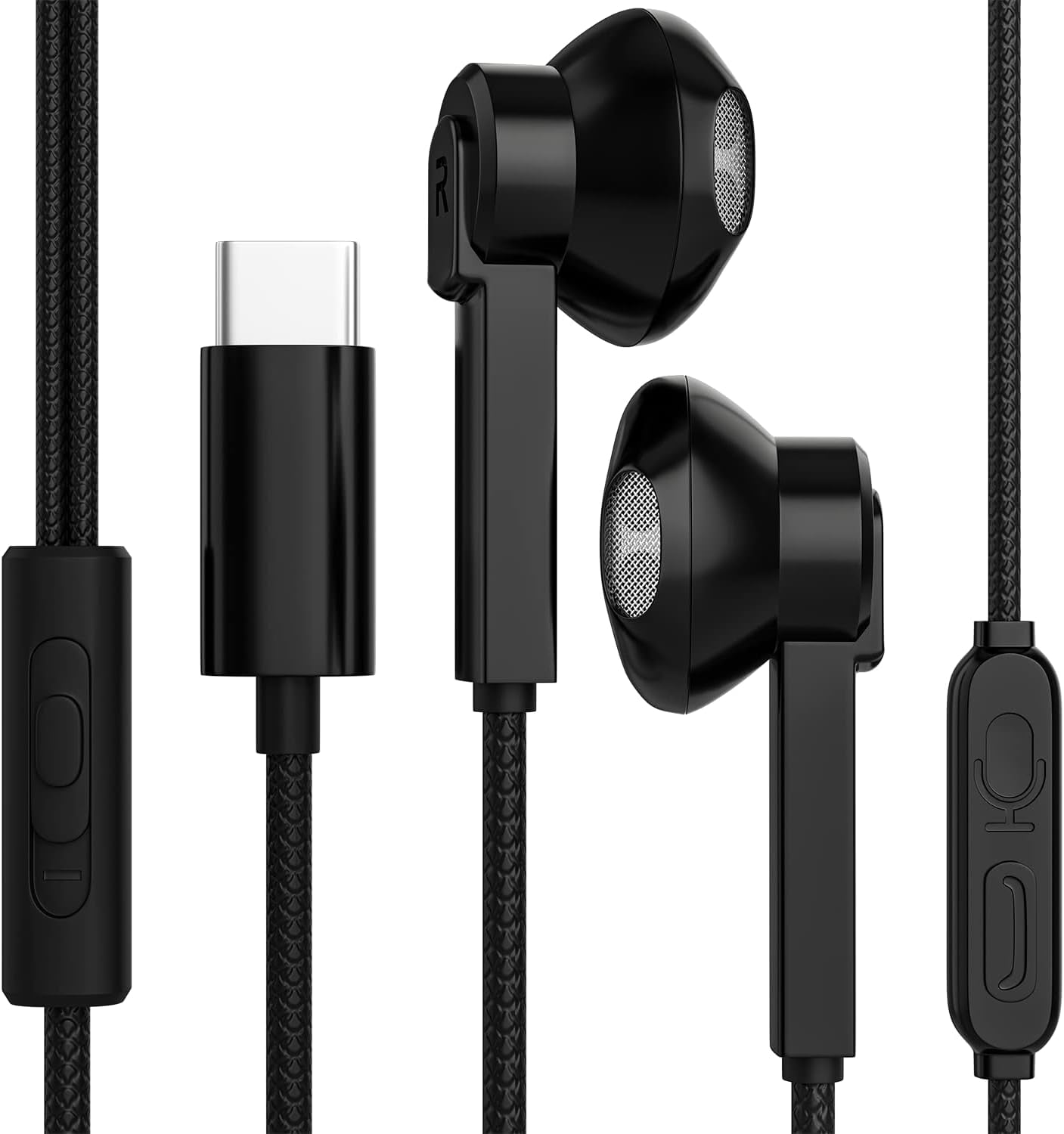 USB Type-C Headphones Wired in-Ear Earphones Remote Mic Earbuds (1 Pack ...