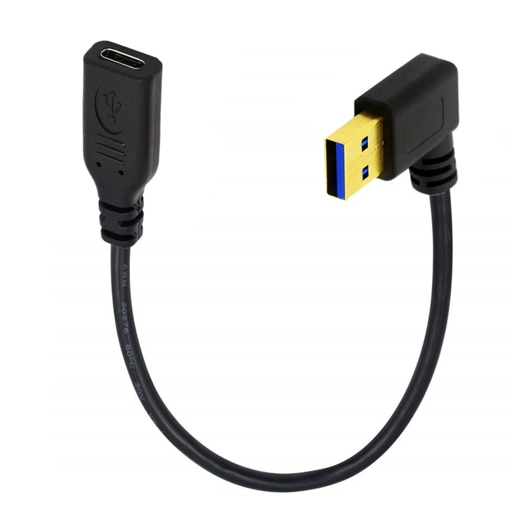 USB Type C Male to Female Data Cable 90 Degree Bend Cord for Card ...