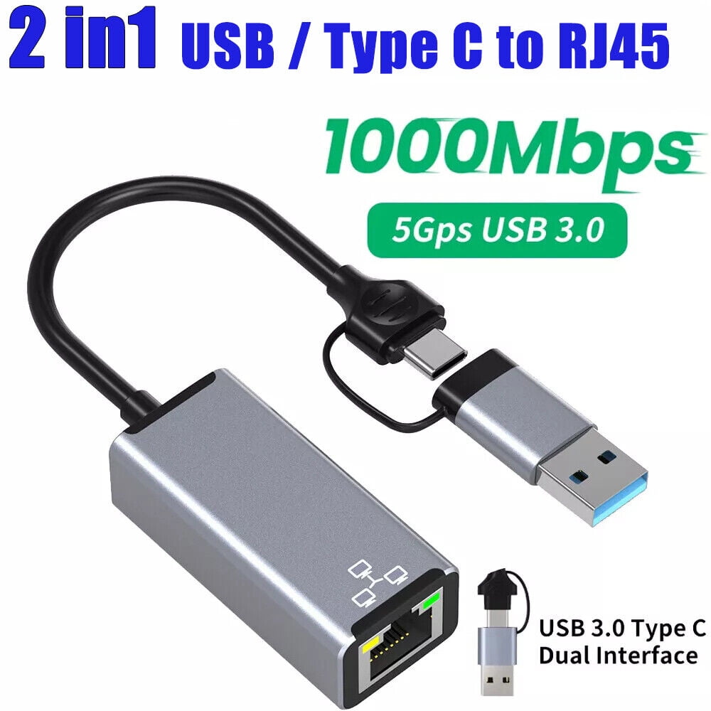 USB/Type C to RJ45 External Adapter ,KSRplayer USB3.0 Type C to RJ45 ...