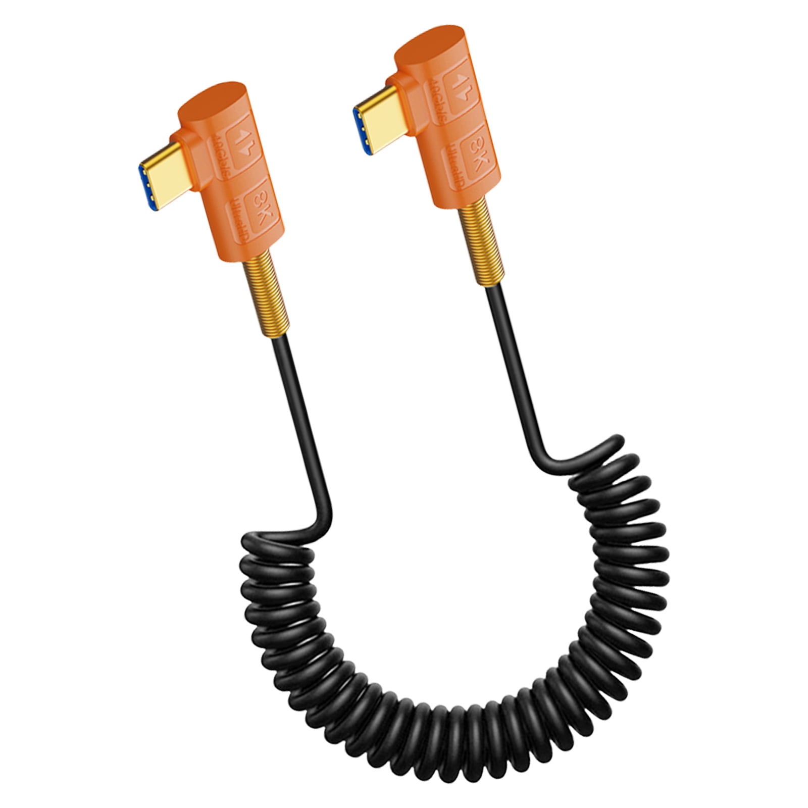 USB Type C Spring Coiled Cable Wire Double Male End Connectors Wire ...