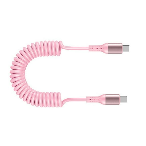 USB Type C Spring Coiled Cable Wire Double Male End Connectors Wire ...