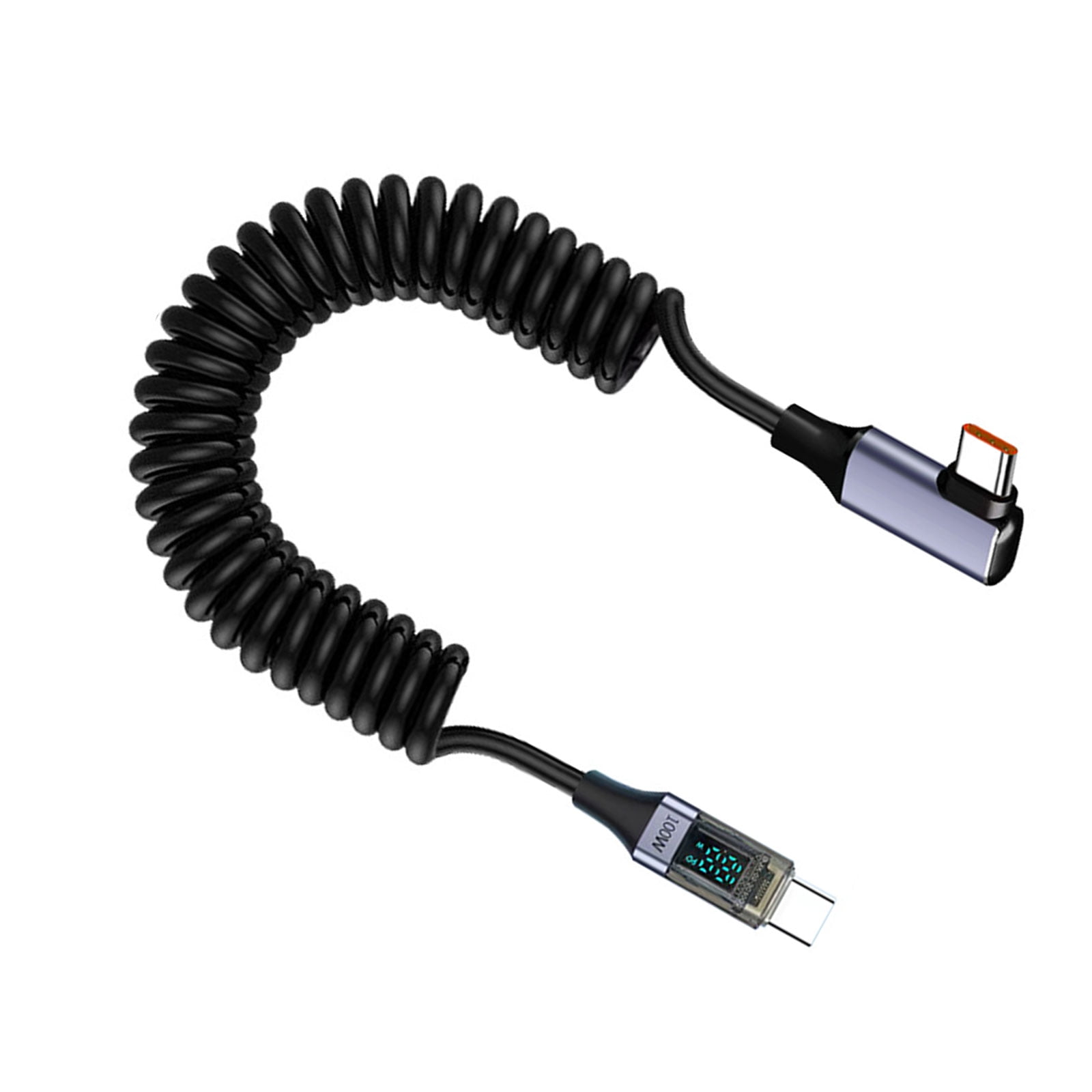 USB Type C Spring Data Cord 90 Degree Elbow PD100W Fast Charging Cable ...