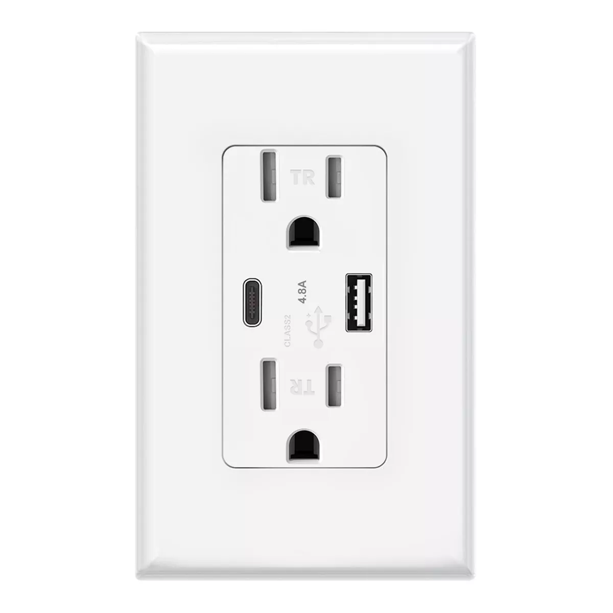 USB Type C Wall Outlet Duplex Receptacle 15A, Smart 4.8A Quick Charging ...