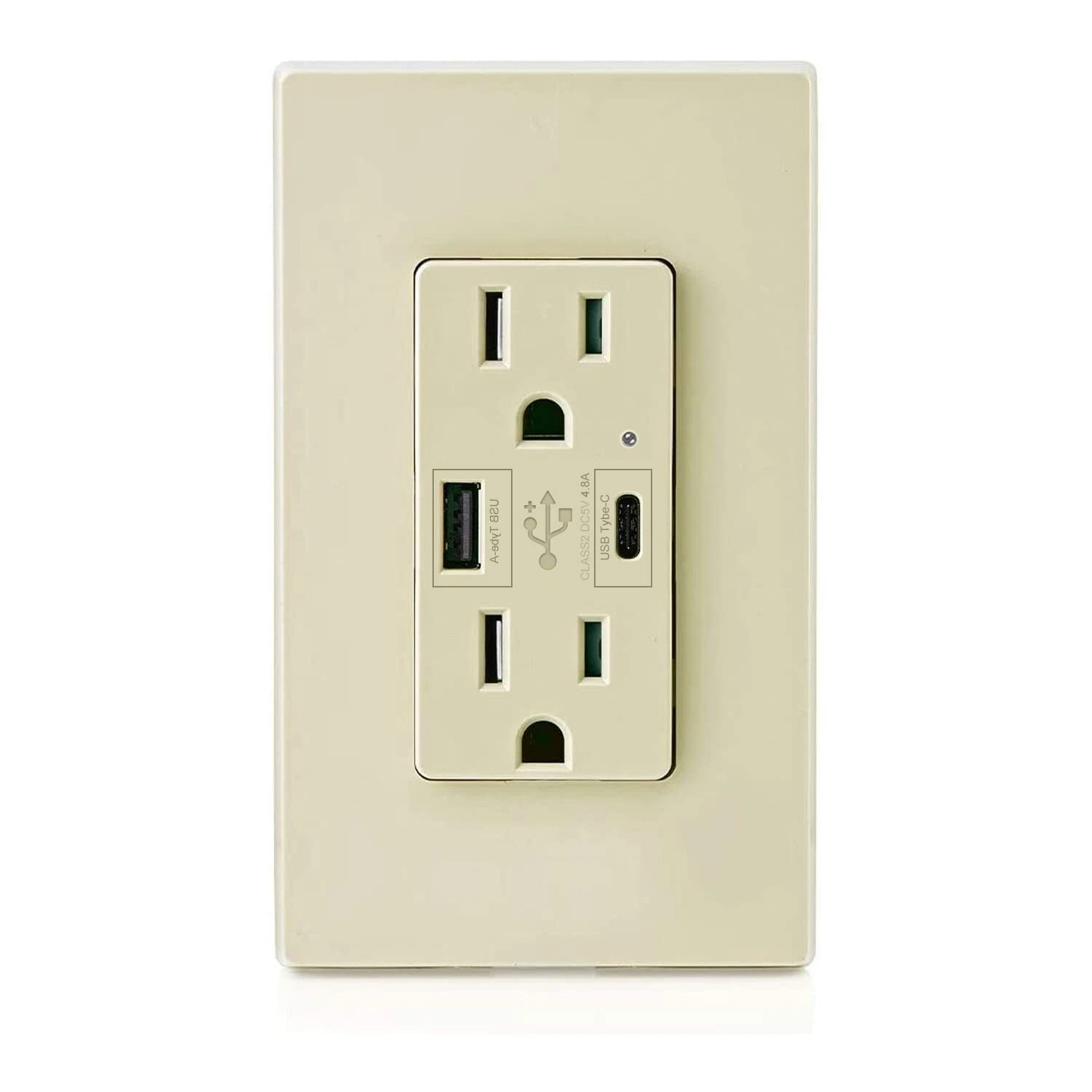 USB Type C Wall Outlet UL Duplex Receptacle 15A, Smart 4.8A Quick ...