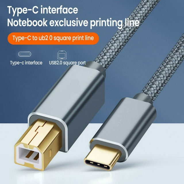 USB Type-C to USB B 2.0 Printer Cable for Epson HP Brother 0.5-3m ...