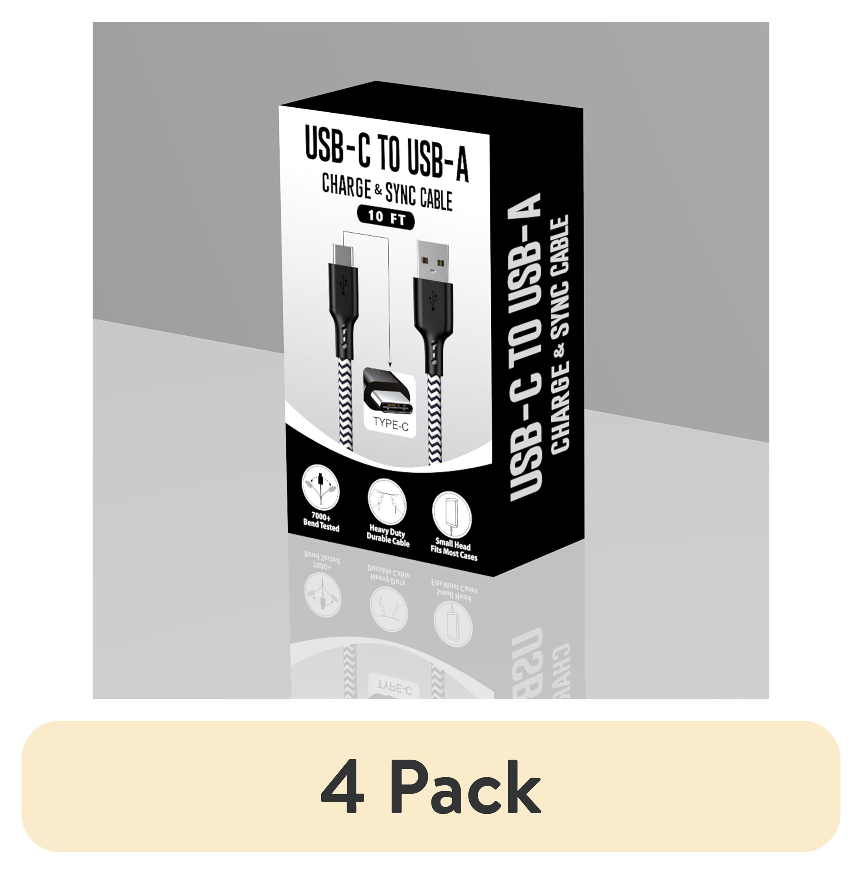 (4 pack) USB Type-a to C 10 feet Charging and Data Braided Cable for ...