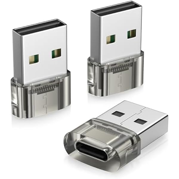 USB to USB C Adapter for CarPlay 3Pack,Transparent USBC Car Charger ...