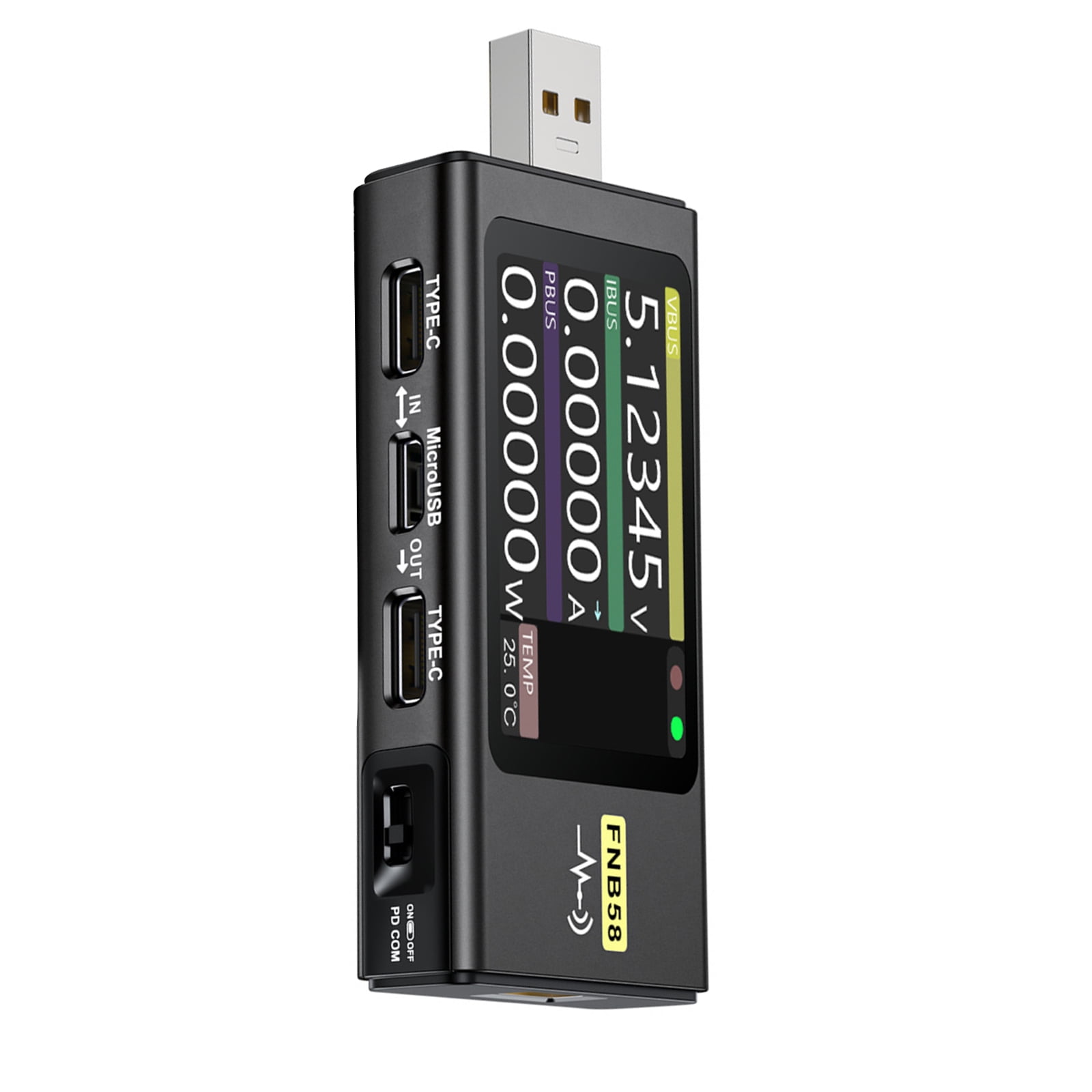 USB Voltage Current Meter Voltmeter Ammeter QC/PD Type-C Fast Charge ...