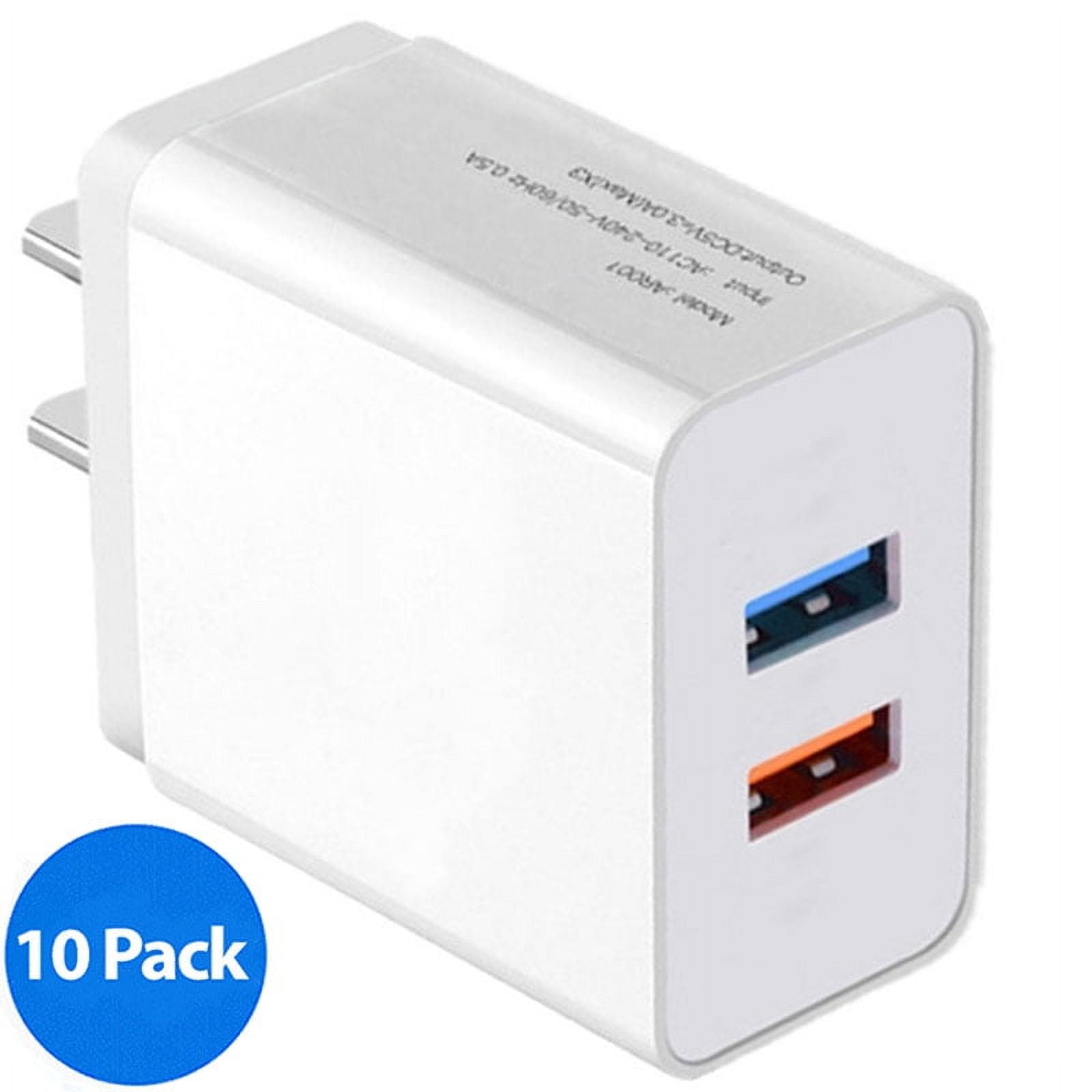 USB Wall Charger Adapter 1A/5V 10-Pack Travel Dual USB Charging Block ...