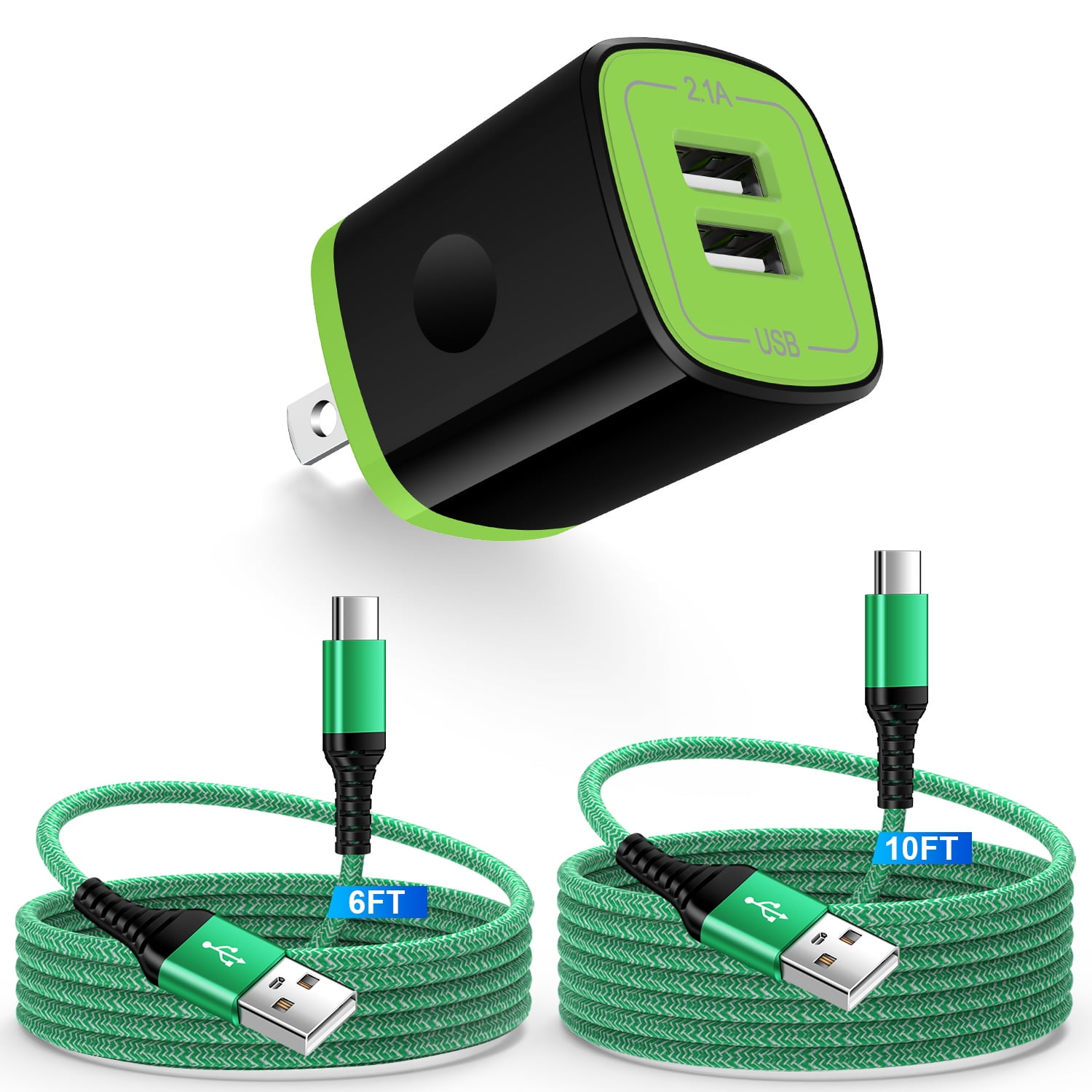 USB Wall Charger Block,ABCPOW 2.1A Dual Port USB Charger Block with ...