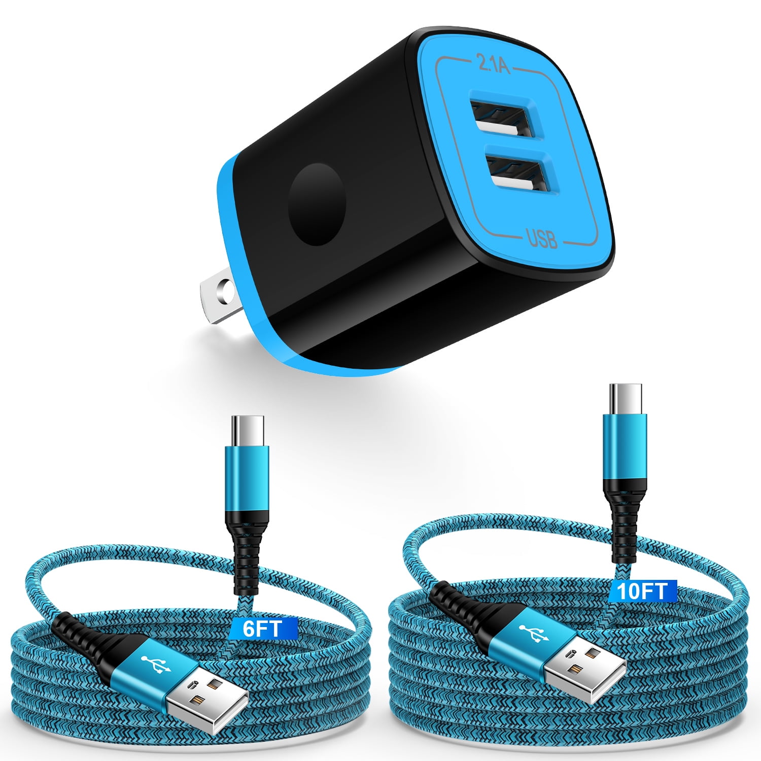 AbcPow USB Wall Charger, Dual Port 2.1A Fast Charging Block, 2-Pack ...