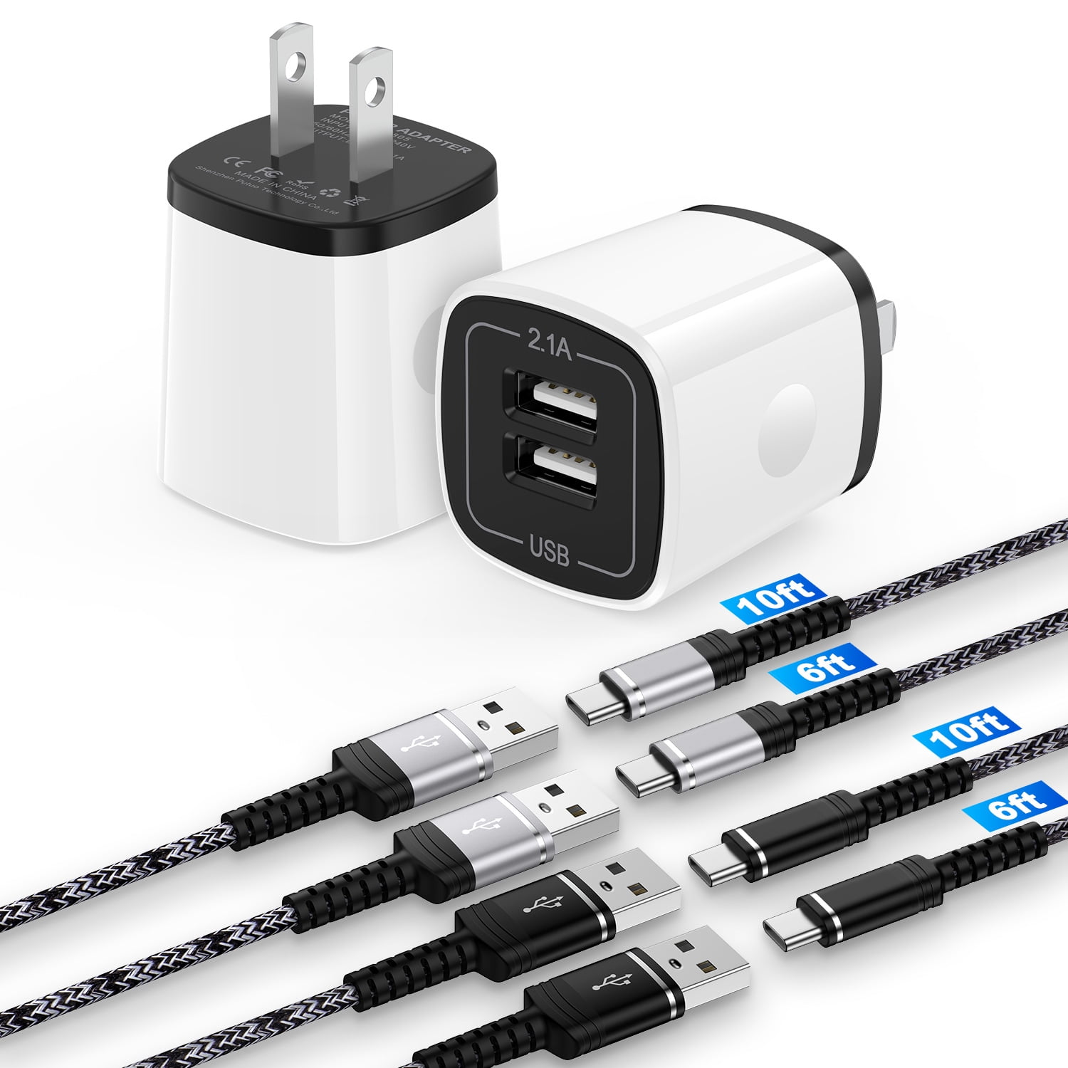 USB Wall Charger Block,ABCPOW 2PCS 2.1A Dual Port USB Charger Block ...