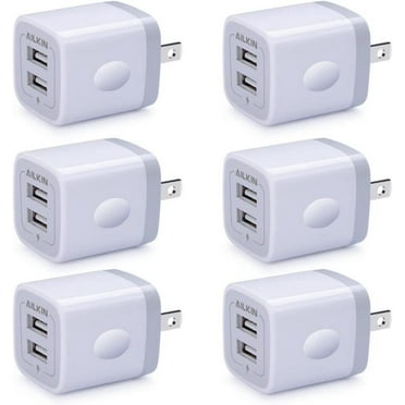 FiveBox 5Pack Dual USB A Wall Charger Block, Fast Charging Power ...