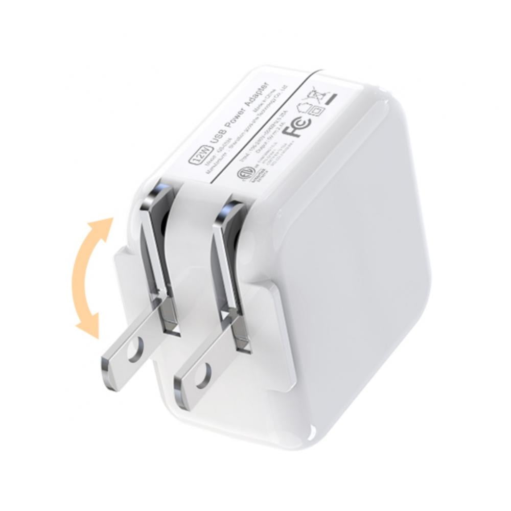 USB Wall Charger Block Compatible with iPad iPod iPhones,12W Foldable ...