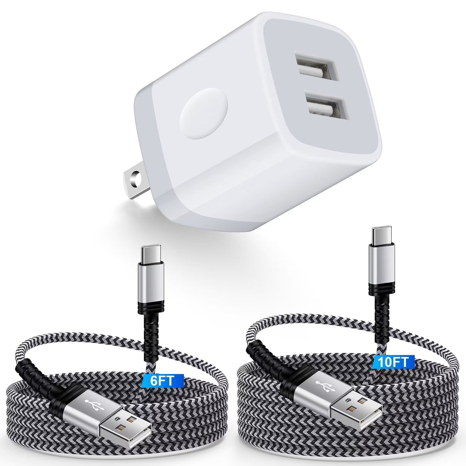 USB Wall Charger Block,FiveBox 2.1A Dual Port USB Charger Block with ...