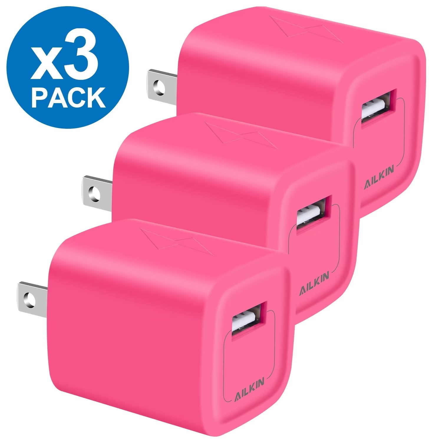 USB Wall Charger Block,USB Charger Adapter,AILKIN 5V/1A/3Pack Wall ...
