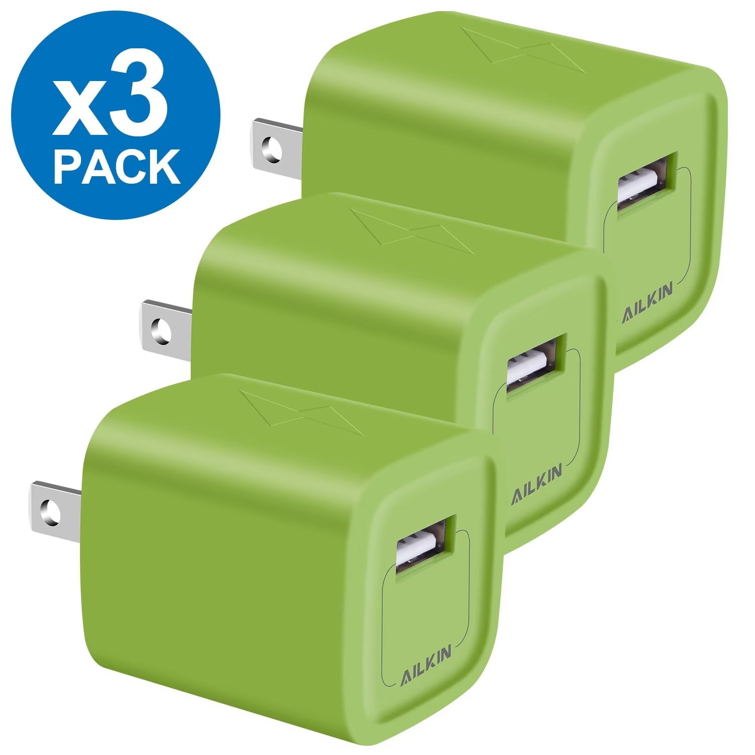 USB Wall Charger Block,USB Charger Adapter,AILKIN 5V/1A/3Pack Wall ...