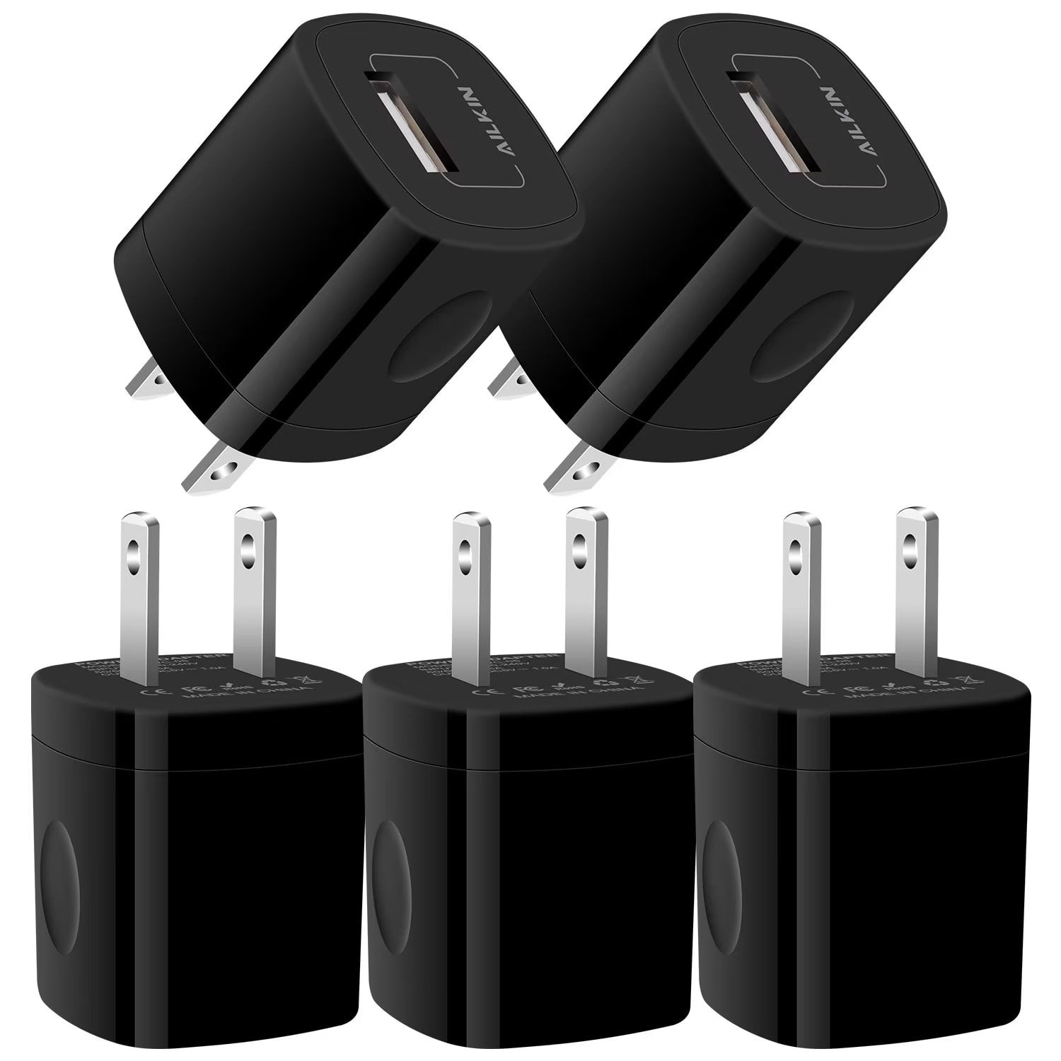 USB Wall Charger Block,USB Charger Adapter,AILKIN 5V/1A/5Pack Wall ...