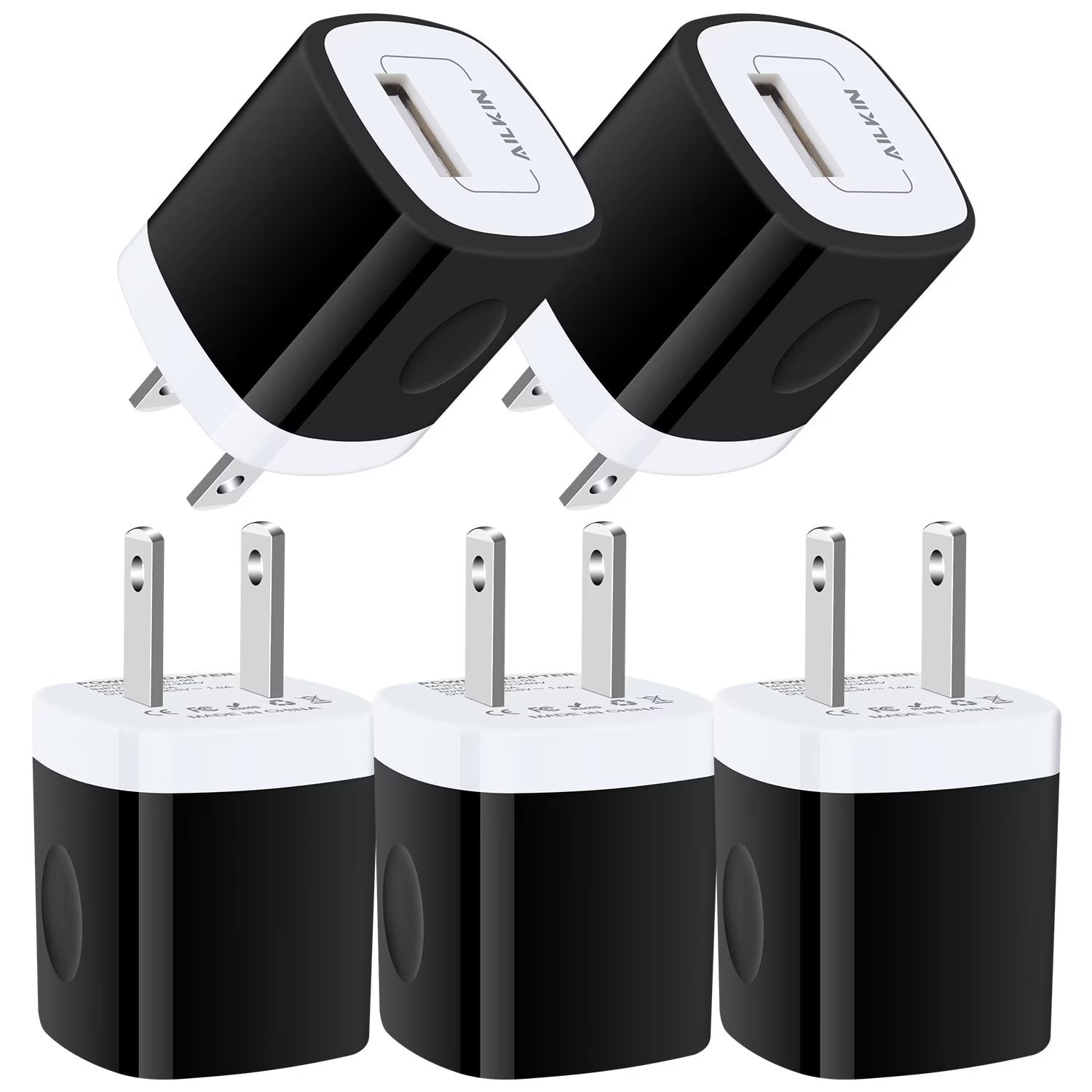 USB Wall Charger Block,USB Charger Adapter,AILKIN 5V/1A/5Pack Wall ...
